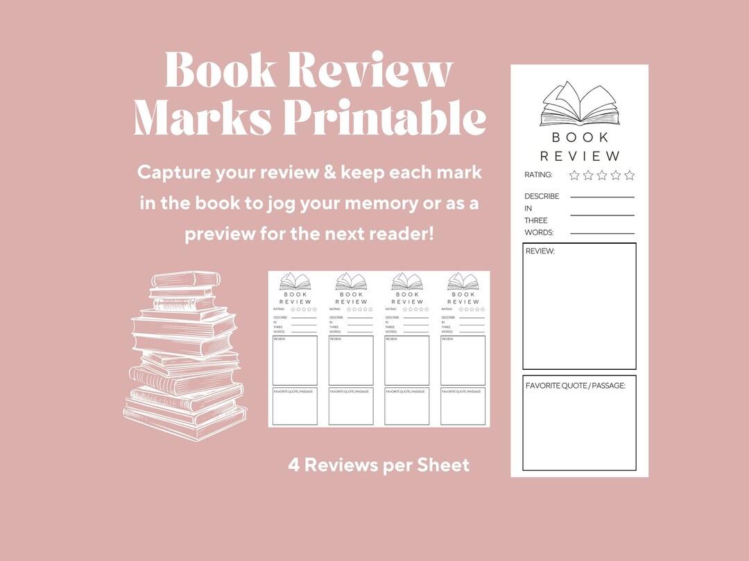 Book Review Mark Book Mark Book Review Digital Download Gifts for Book ...