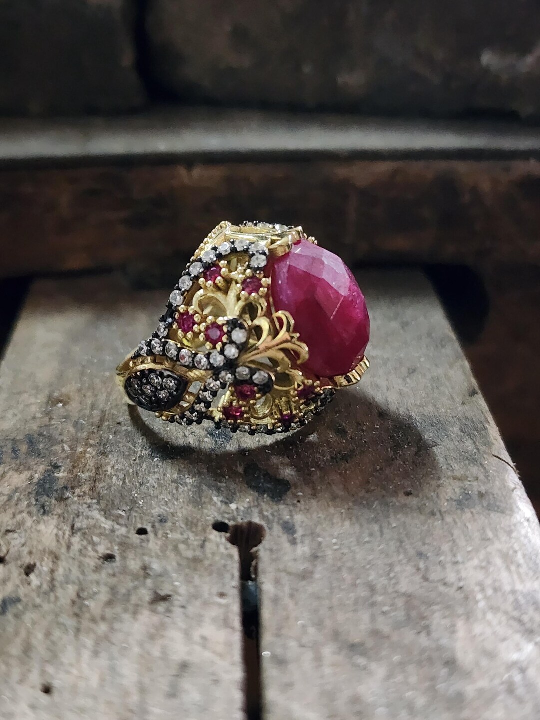 Vintage Filigree Ruby Ring, Dainty Promise Ring, Valentine Gift - Etsy