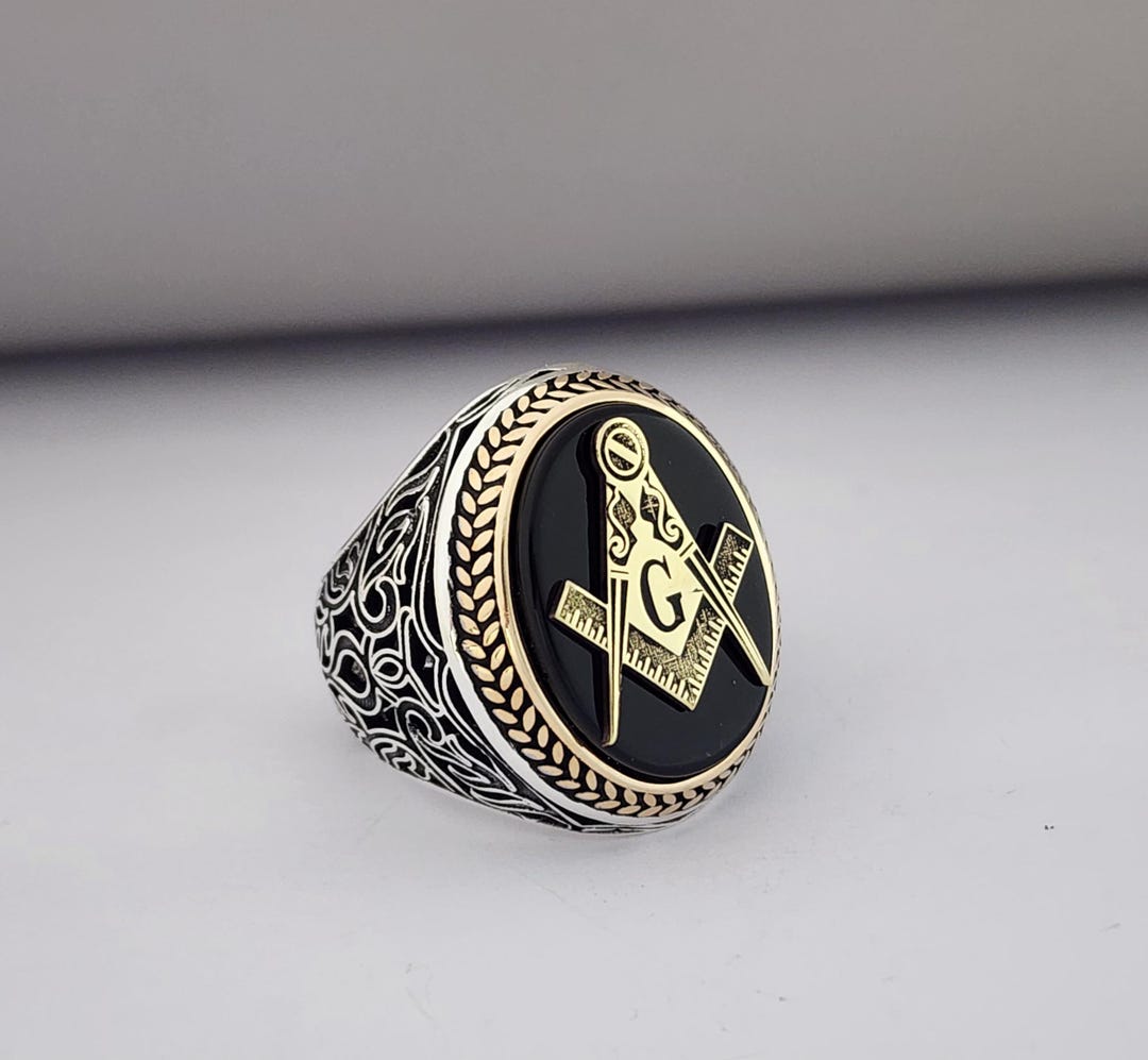 Elegant Master Mason Signet Ring for Men Silver Freemason Jewelry Gift ...