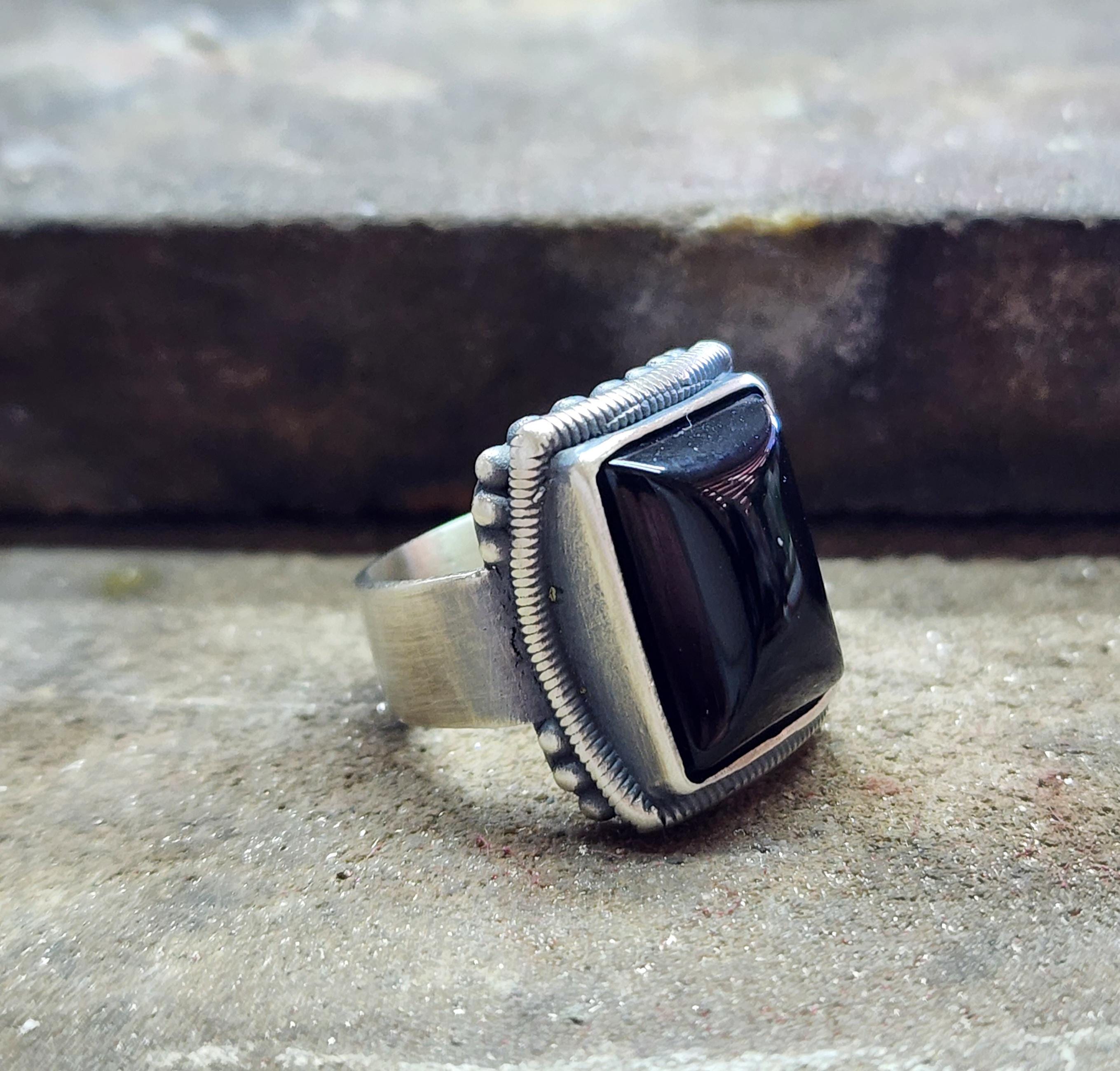 Lucifer Ring, Black Onyx Ring, Sterling Silver Ring Man, Lucifer's ...