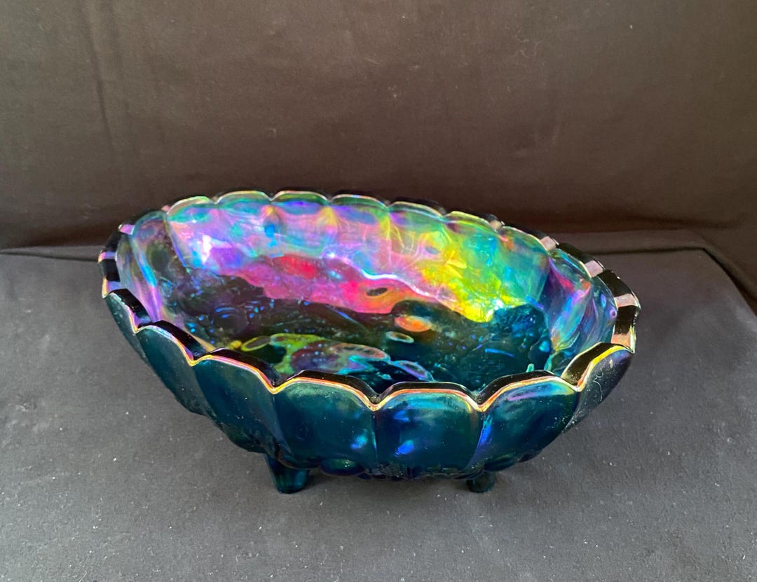 Vintage Blue Carousel Fruit Bowl - Etsy