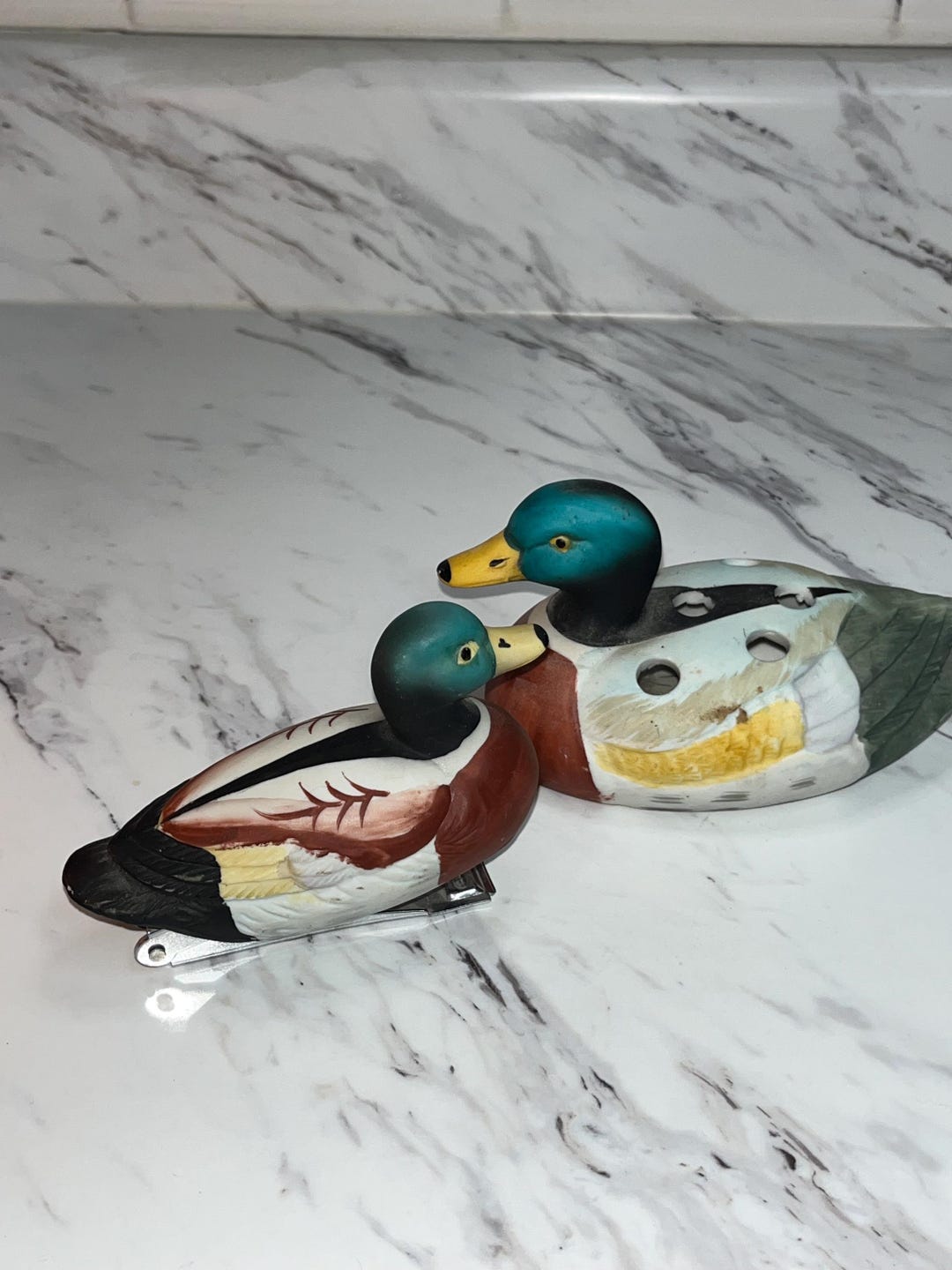 Vintage Ceramic Mallard Duck Pencil Holder and Stapler - Etsy