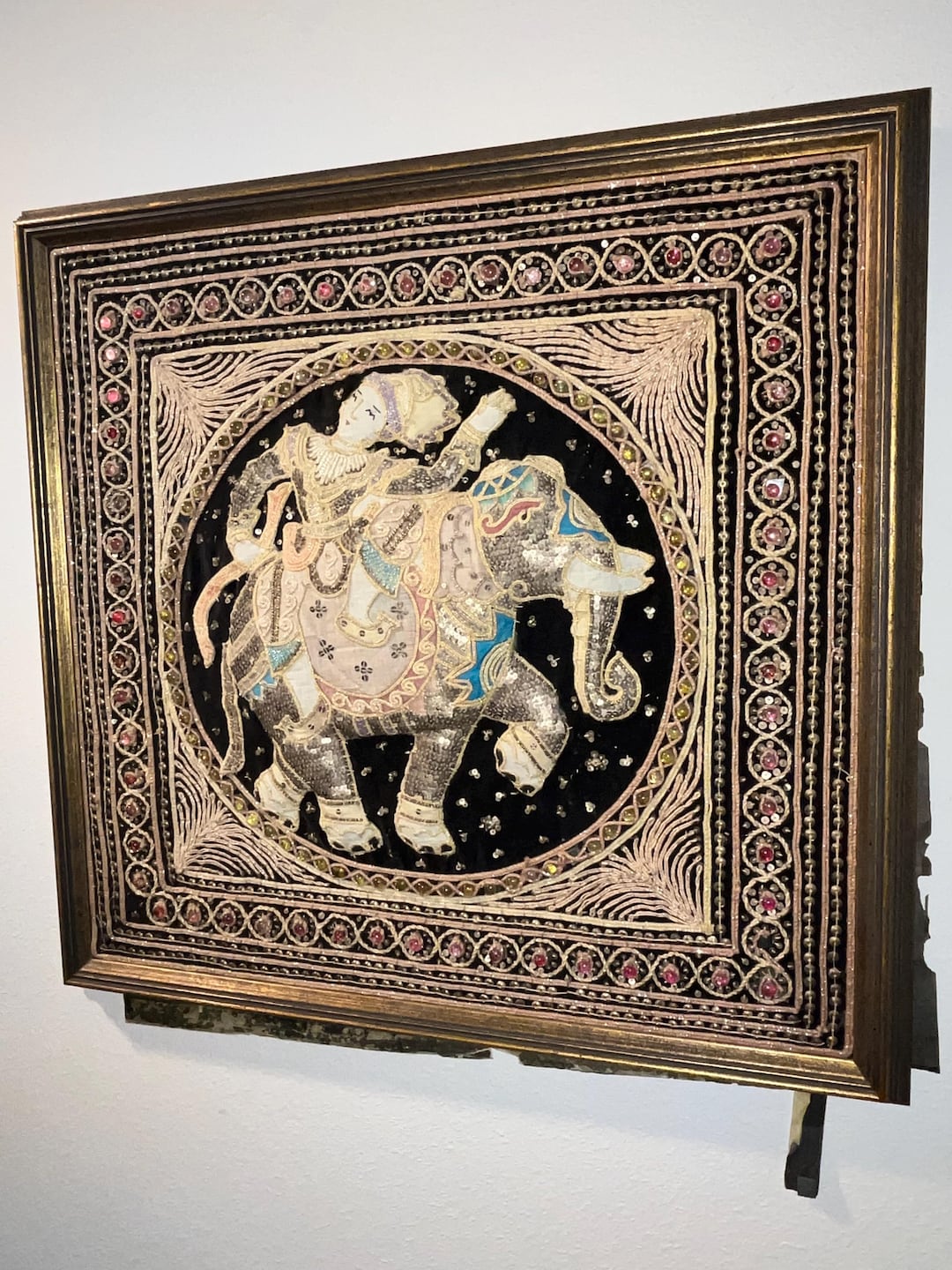 Large Burmese Kalaga Textile, Mid 1900's 21 Inches X 21 Inches Made in ...