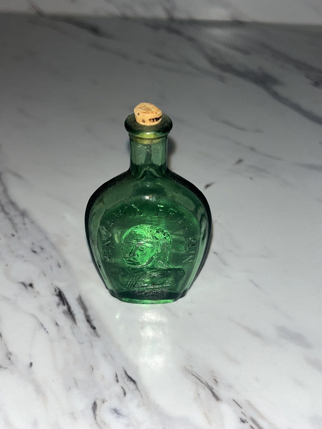 Benjamin Franklin Bitters Bottle, Wheaton Green Glass Miniature - Etsy