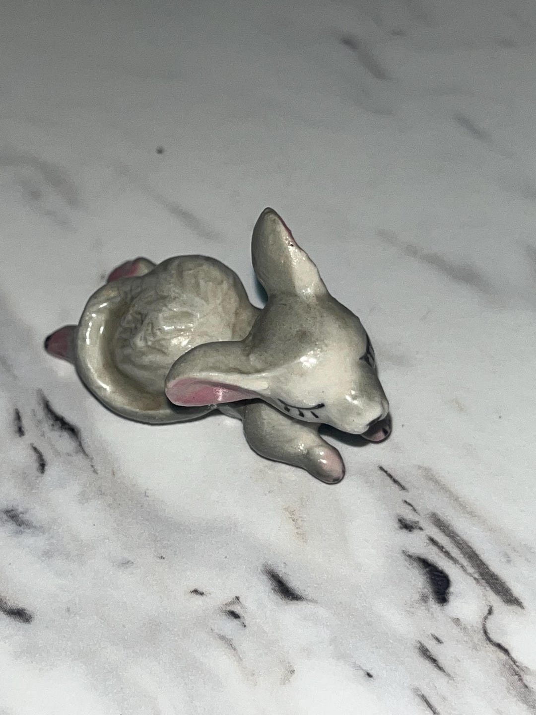 Vintage Miniature Ceramic Gray Mouse Figure/ Mini Mouse Figurine/shadow ...