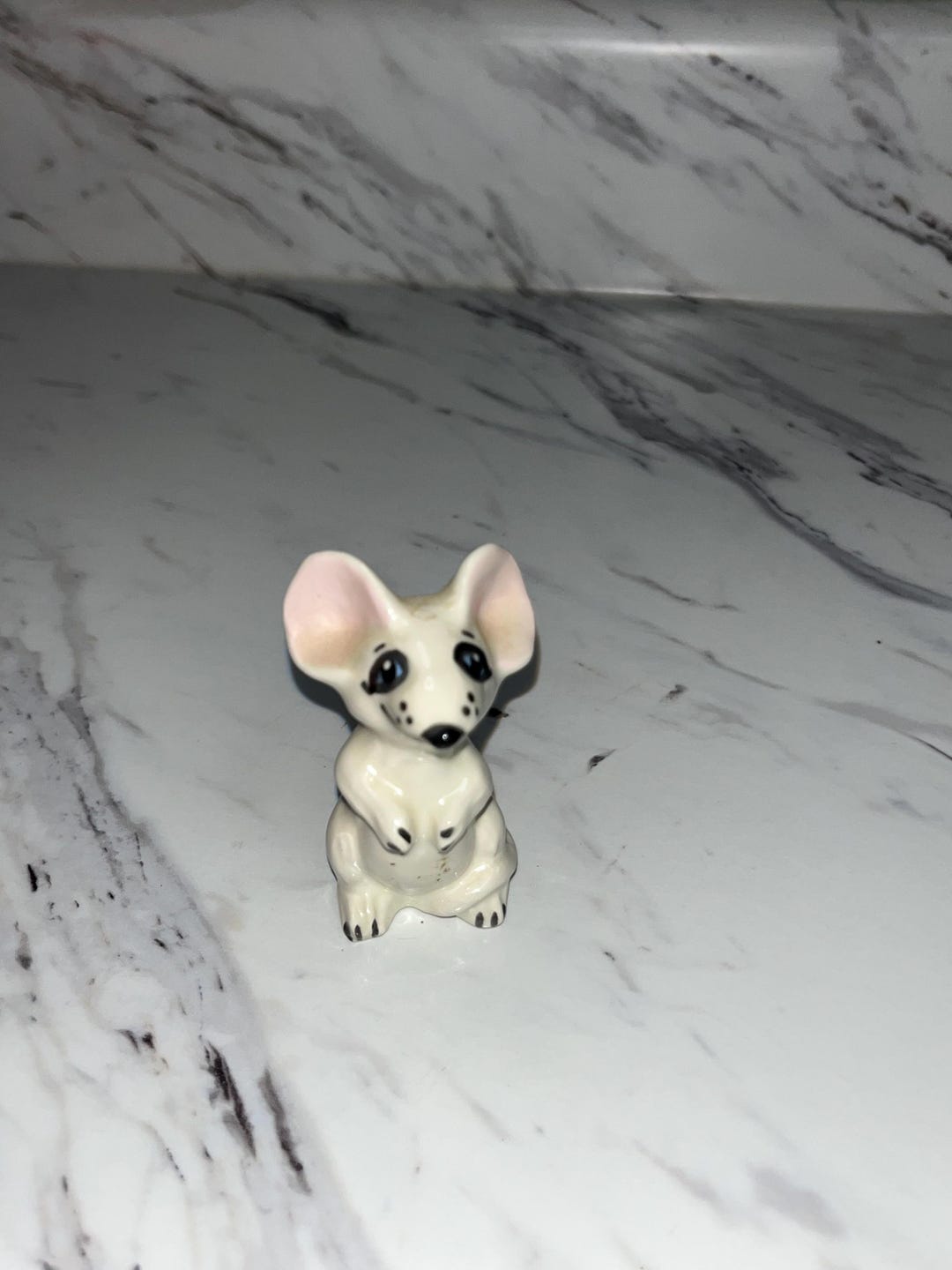 Vintage Figurine Little White Mouse Blue Eyed Pink Ears Artist Signed ...