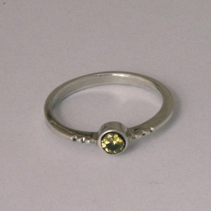 Hand Forged Sterling Silver Solitaire Stacking Ring With Green Peridot ...