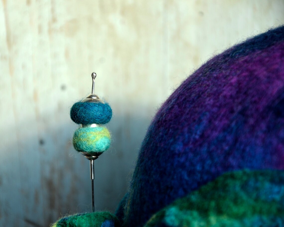 Unique Hat Pin Felt and Sterling Silver Stick Pin Hat Pin. HAT - Etsy