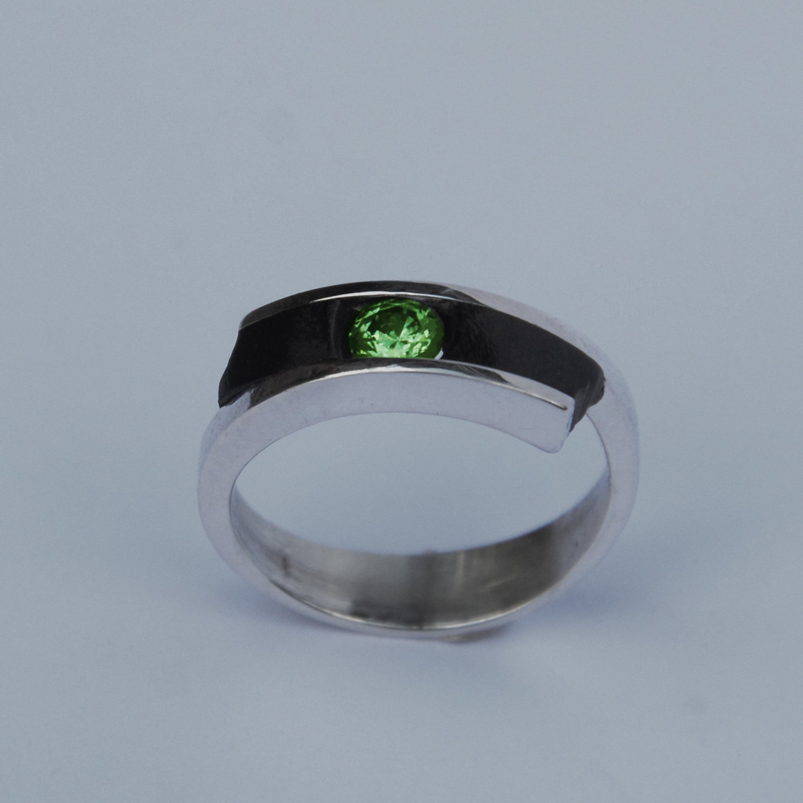 Emerald Synth Gemstone Sterling Silver Solitaire Ring With - Etsy