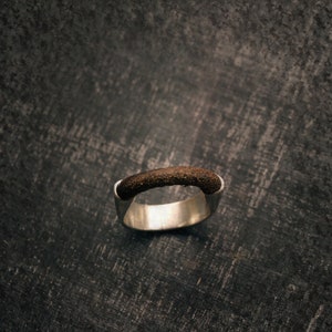 Sterling Silver and Leather Handmade Ring for Men Unique - Etsy