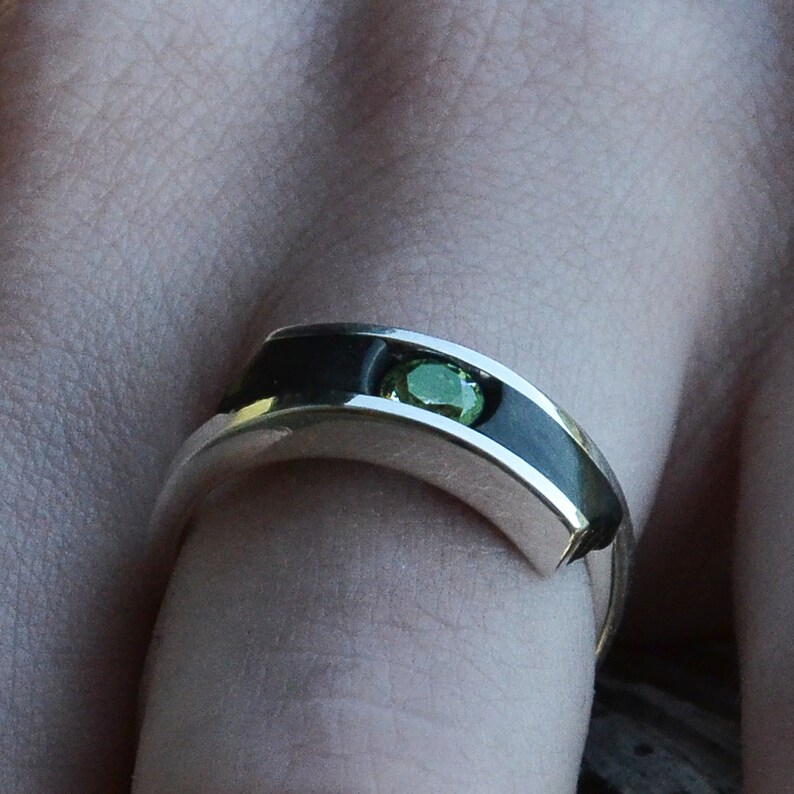 Emerald Synth Gemstone Sterling Silver Solitaire Ring With - Etsy