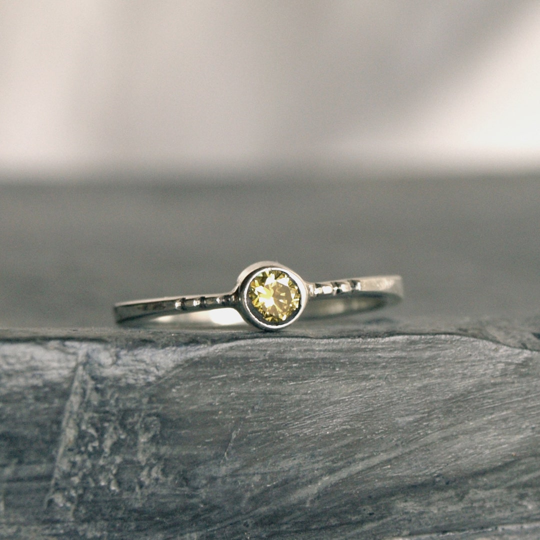 Hand Forged Sterling Silver Solitaire Stacking Ring With Green Peridot ...