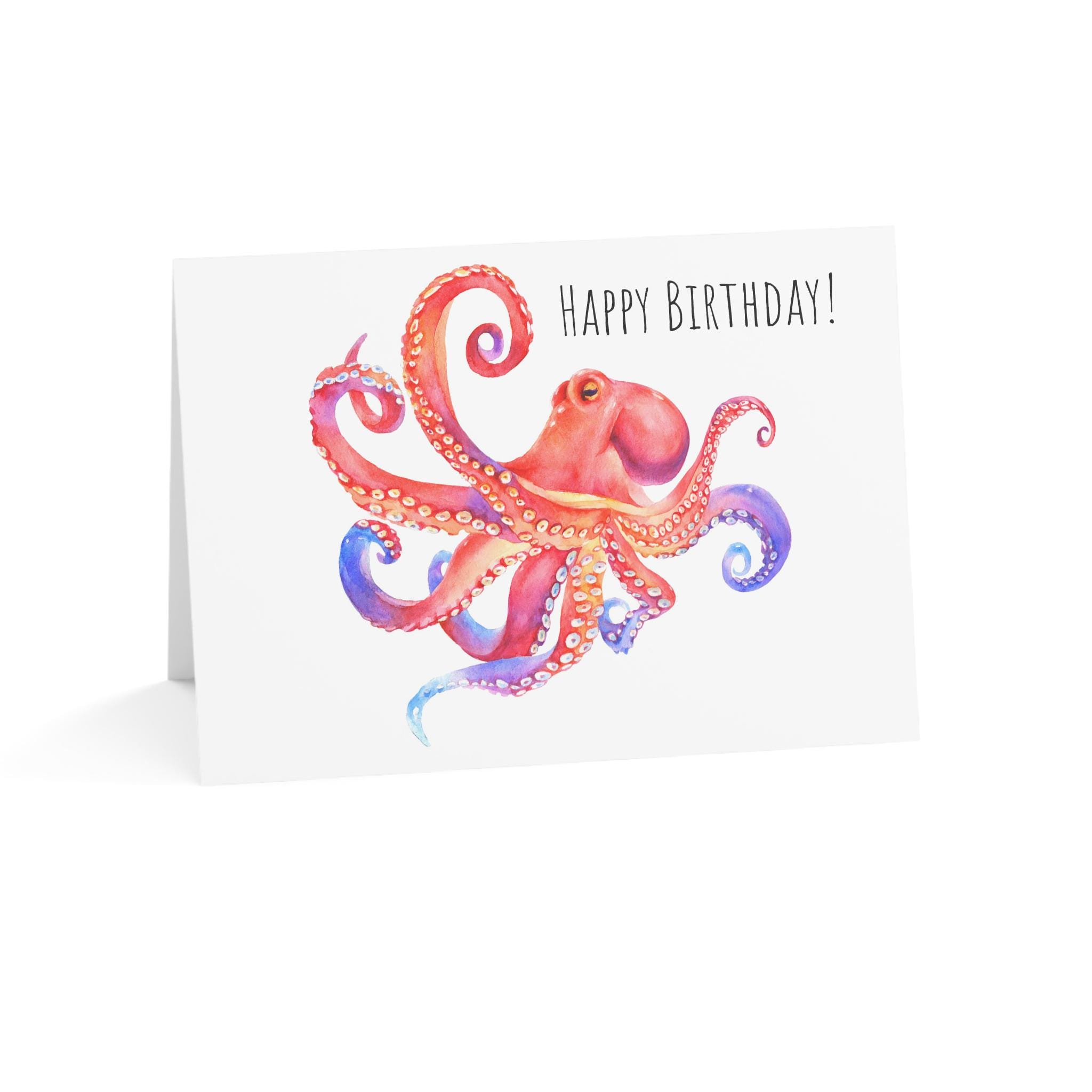 10 Pack - Octopus Happy Birthday Greeting Cards With Envelopes 5x7 ...