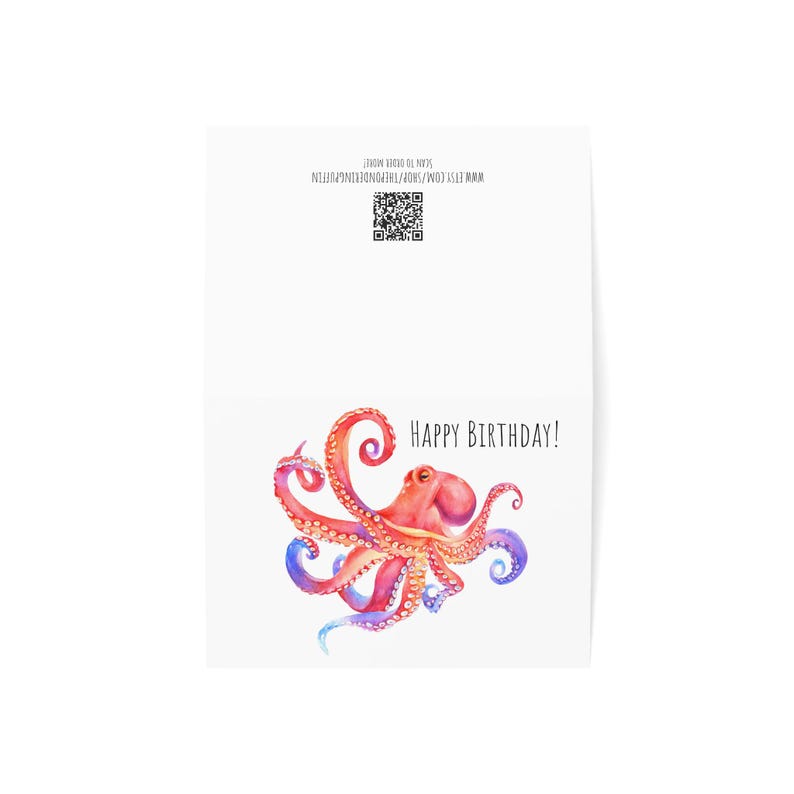 10 Pack Octopus Happy Birthday Greeting Cards With Envelopes 5x7 ...
