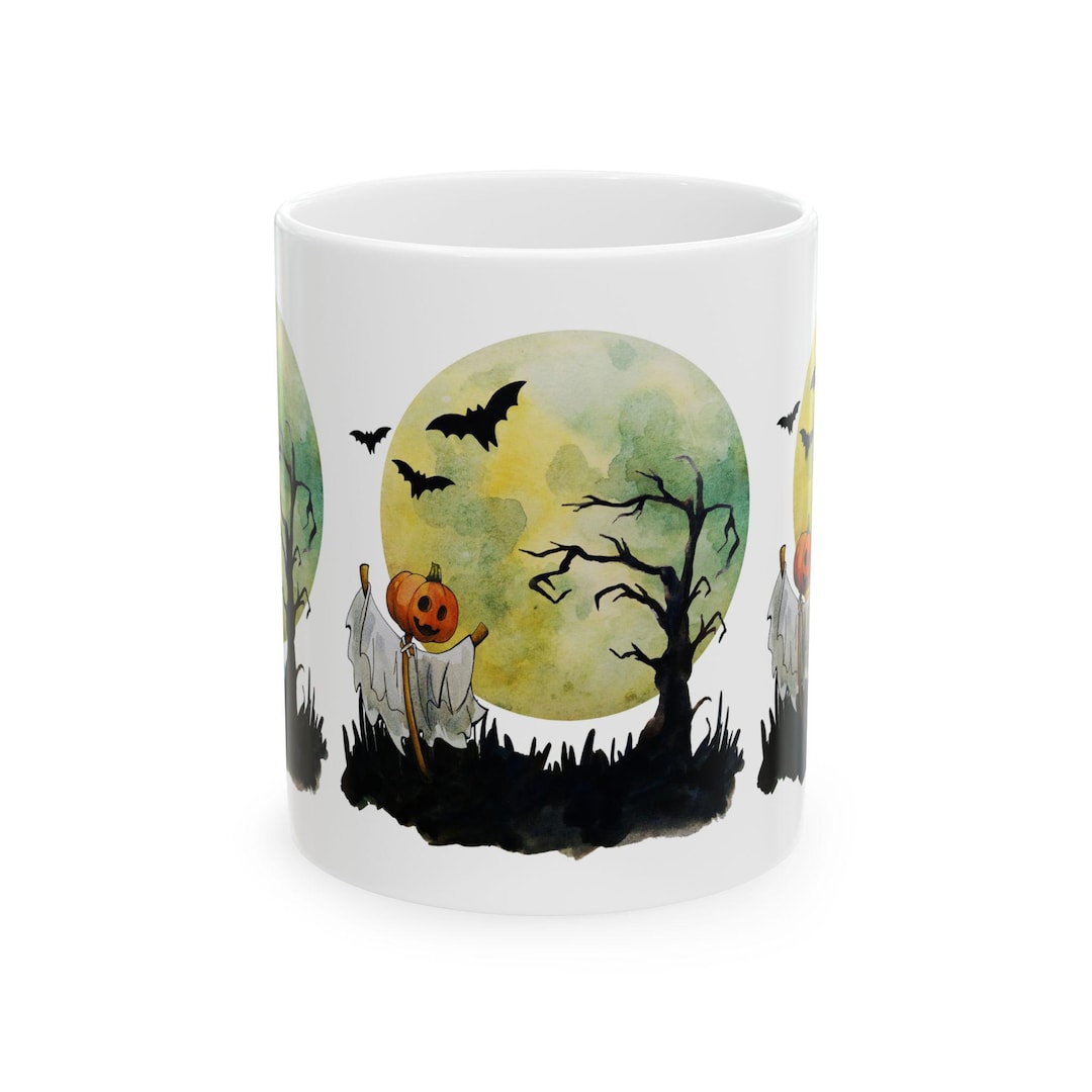 Halloween Full Moon Scare Crow Ceramic Mug, 11oz - Etsy