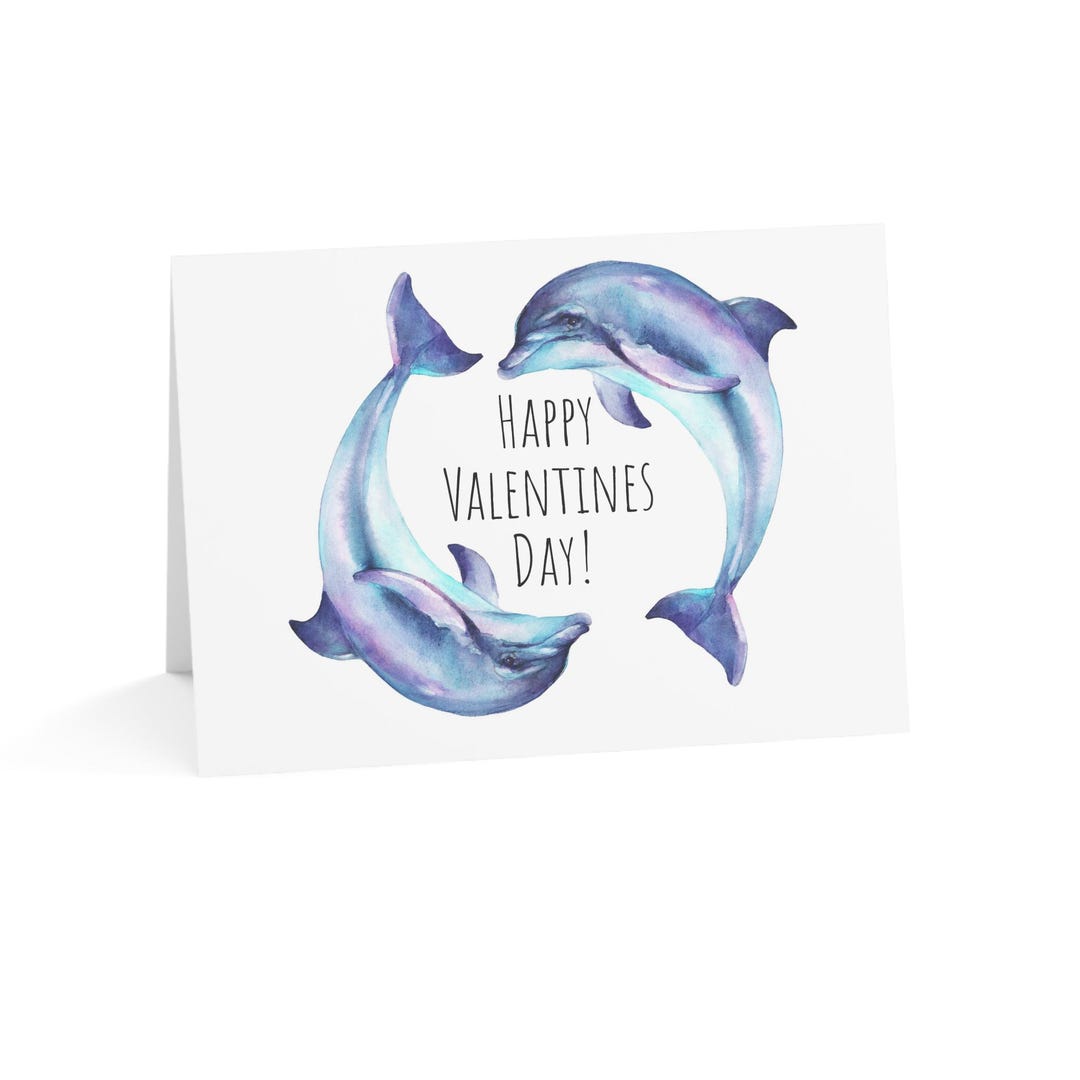 10 Pack Dolphin Happy Valentine's Day Greeting Cards, Dolphins Design ...