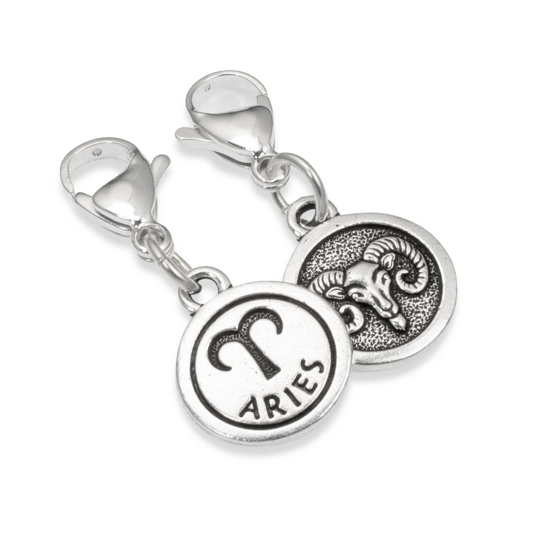 Aries the Ram Zodiac Clip-on Charm Silver Astrology Accessory Lobster ...