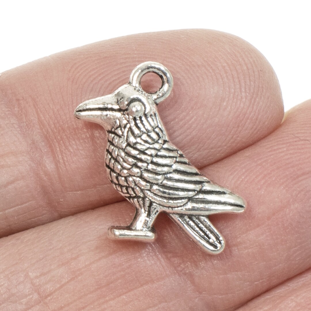 10 Silver Raven Charms, Metal Animal Bird Charm - Etsy