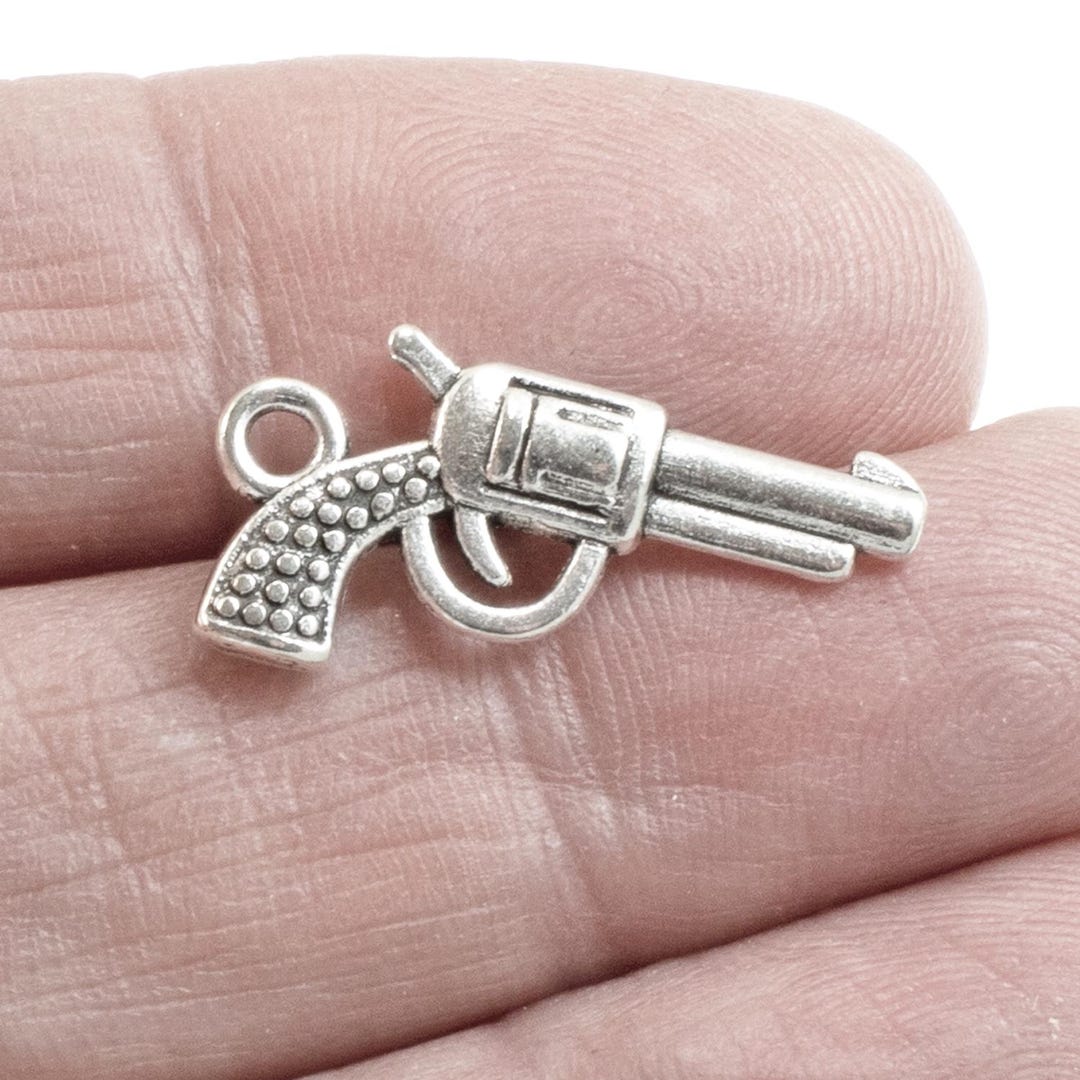 Vintage Silver Revolver Charms 20-pack Pistol Pendants for Western ...