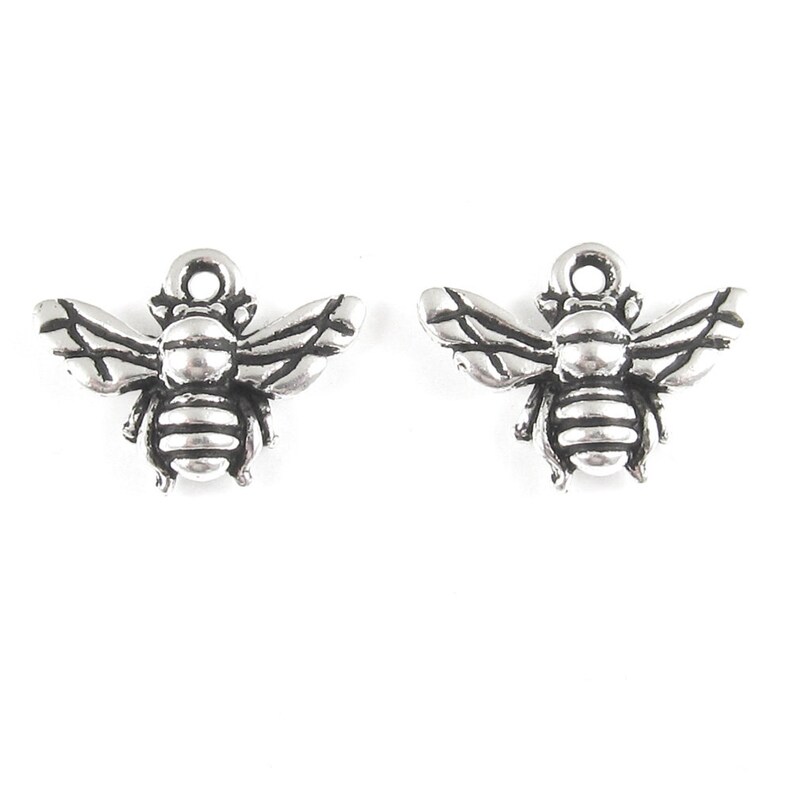 Silver Honey Bee Charms Tierracast Pewter Animal Insect 2 - Etsy