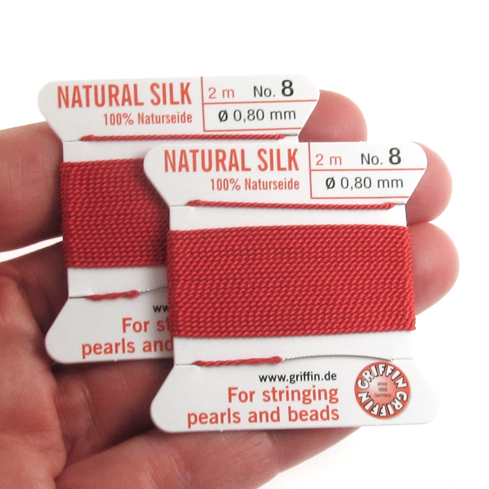 Griffin Silk Thread Two Pack Red Size 8 Beading Cord - Etsy