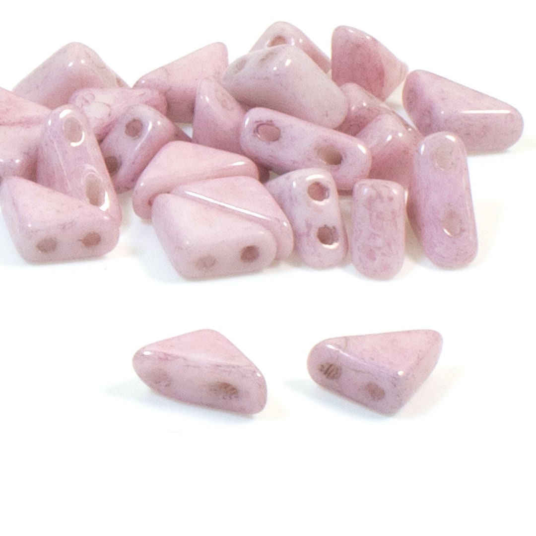 50 Chalk Light Rose Tango Triangle Beads, 6mm 2-hole Czech Glass for ...