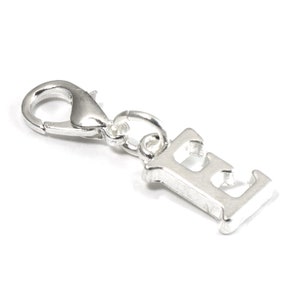 Letter e Clip on Charm Silver Initial Alphabet - Etsy