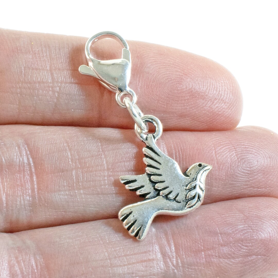 Silver Peace Dove Clip on Charm, Purse, Journal, Bird Charm - Etsy