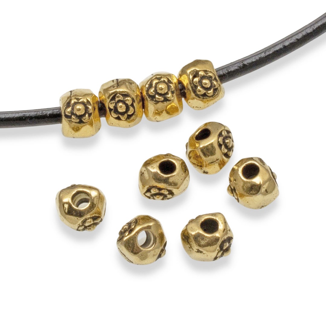 10 Pack Gold Flower Nugget Beads With Large Hole - Etsy