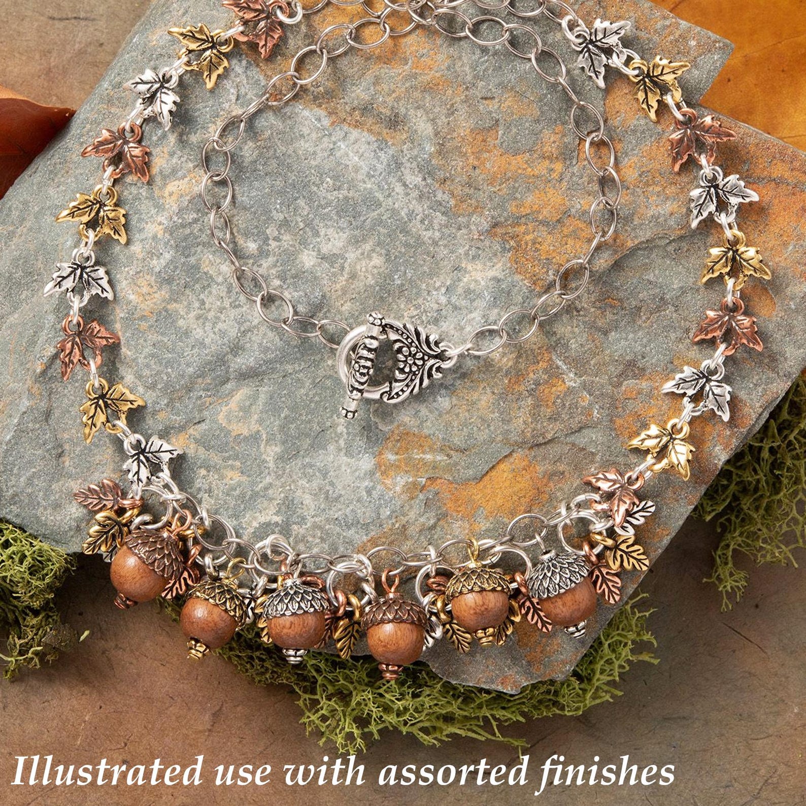 Antique Brass Acorn Bead Caps 4-pack, Tierracast Design for Autumn and ...