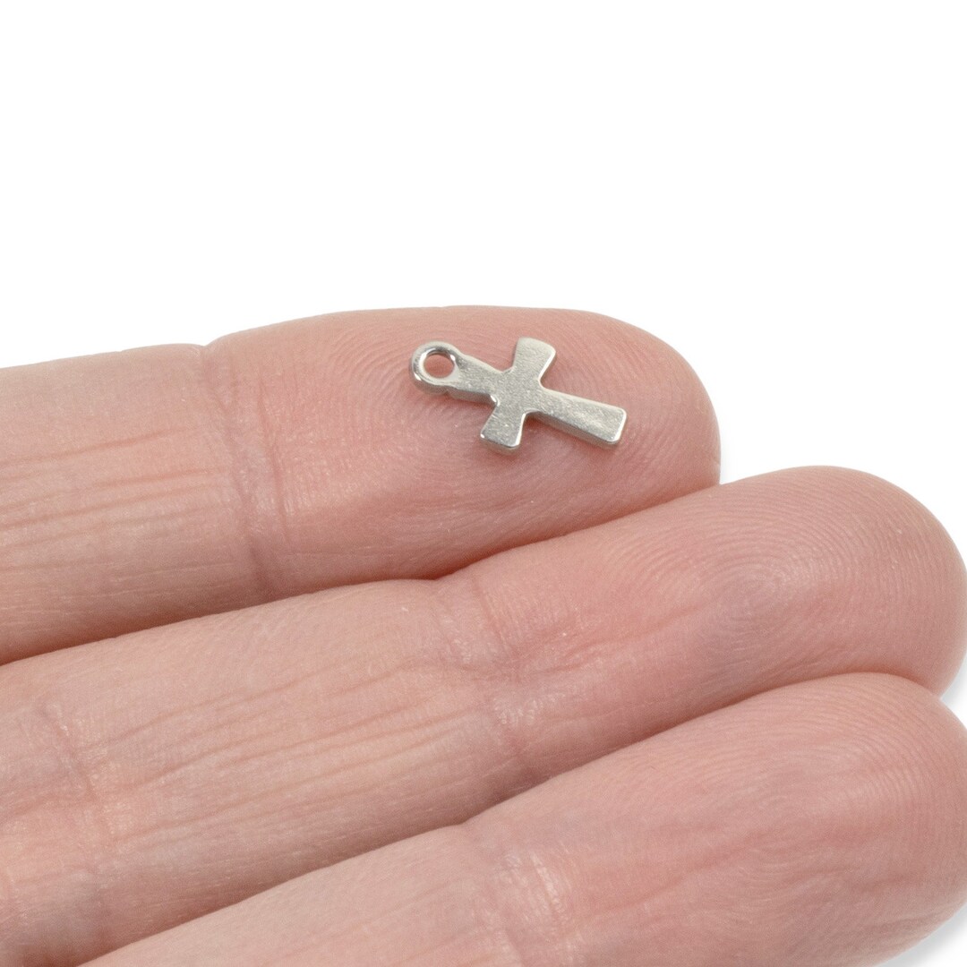 15 Stainless Steel Mini Cross Charms, Dainty Spiritual Jewelry ...