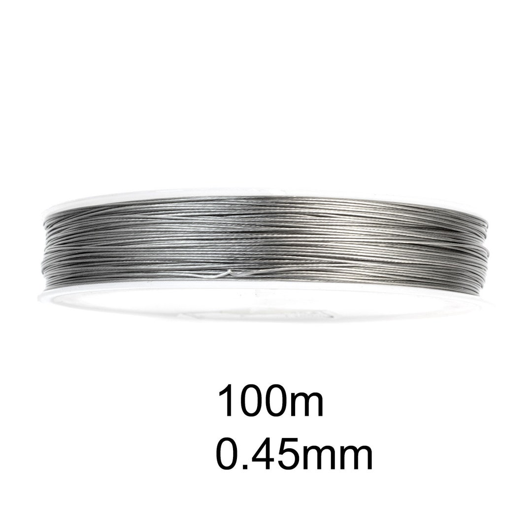 100M Tiger Tail 0.45mm, Silver Beading Wire, Smooth Nylon Finish for ...