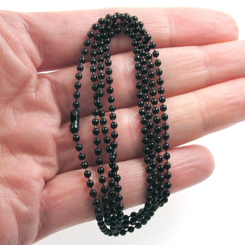 Black Coated Steel Ball Chain Necklace 3 Dog Tag Chain - Etsy