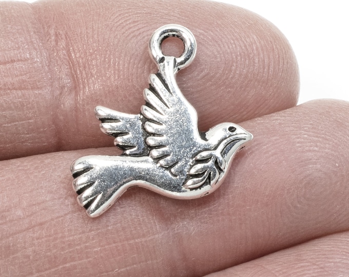 Silver Peace Dove Charms Tierracast Pewter Bird Animal 2/pkg - Etsy