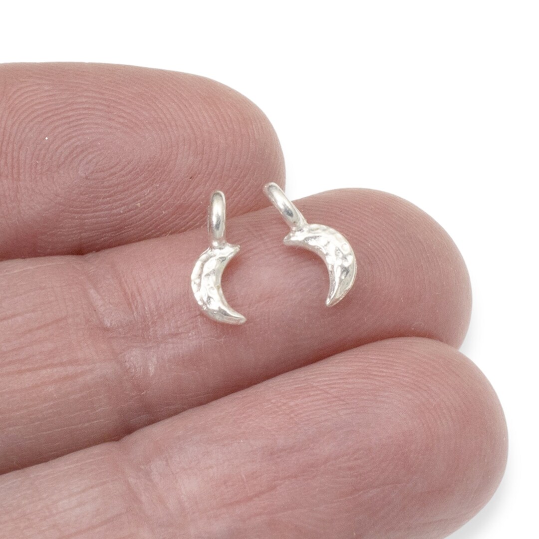10 Tiny Silver Crescent Moon Charms, Tierracast Dainty Celestial Space ...