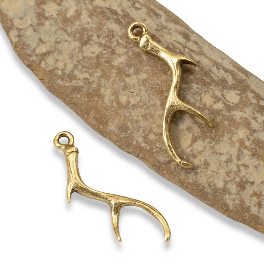 Nunn Design Antler Charms 2-pack - Gold Plated Pewter - Artisan Jewelry ...