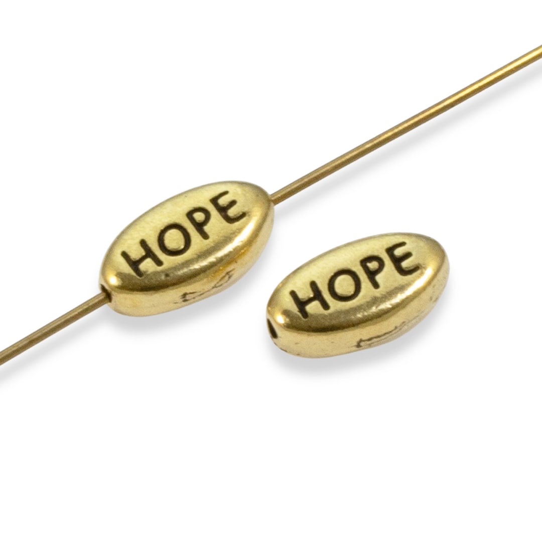 Gold Oval Hope Beads, Tierracast Inspirational Word Bead 2/pkg - Etsy