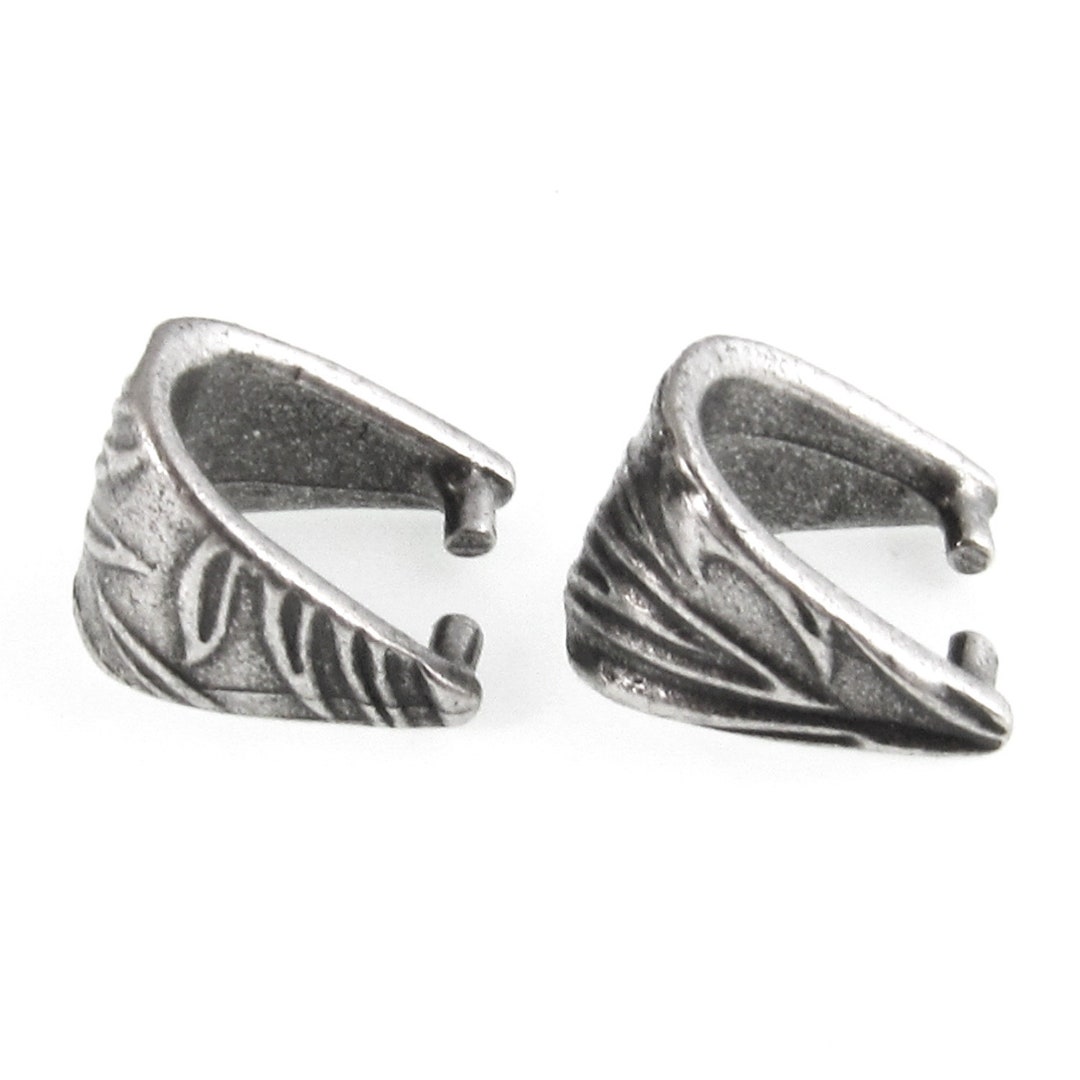 4 Dark Silver Small Jardin Pinch Bails Tierracast Pewter - Etsy