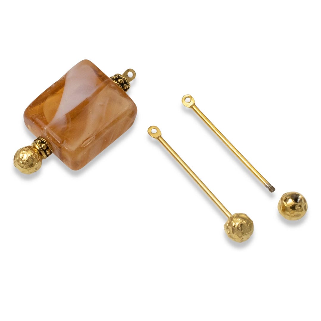 6 Gold Bar Beadable Jewelry Findings 1 1/8 Pendant Blanks DIY Bead Bars ...