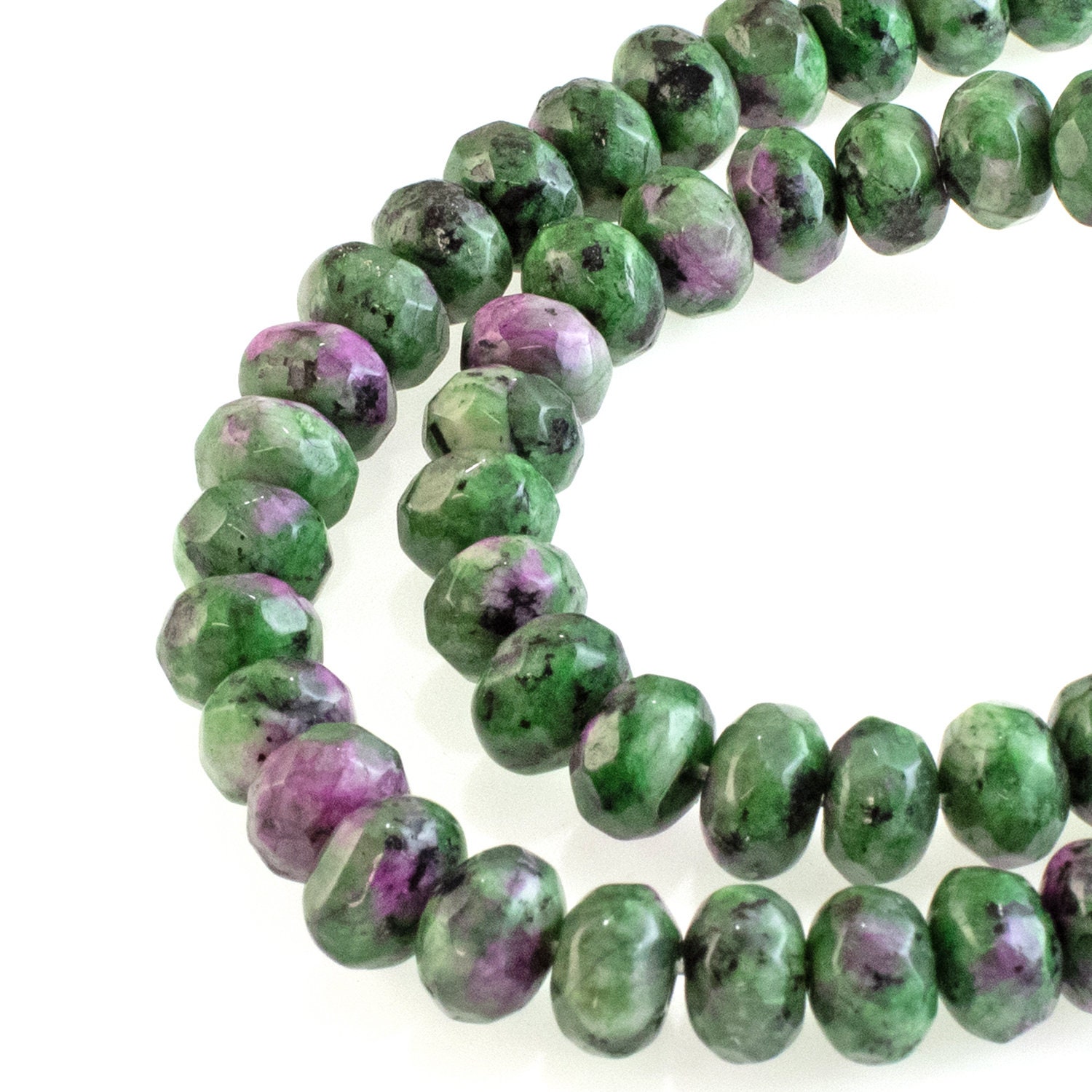 Ruby Zoisite Faceted Rondelle Beads Green Pink Gemstone | Etsy