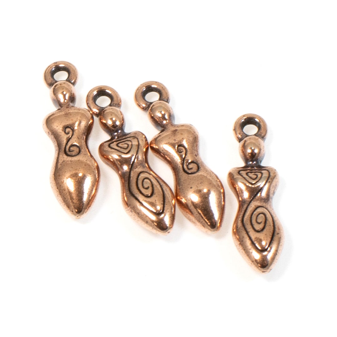 4 Copper Spiral Goddess Charms, Mother Earth Fertility Pendant, Symbol ...