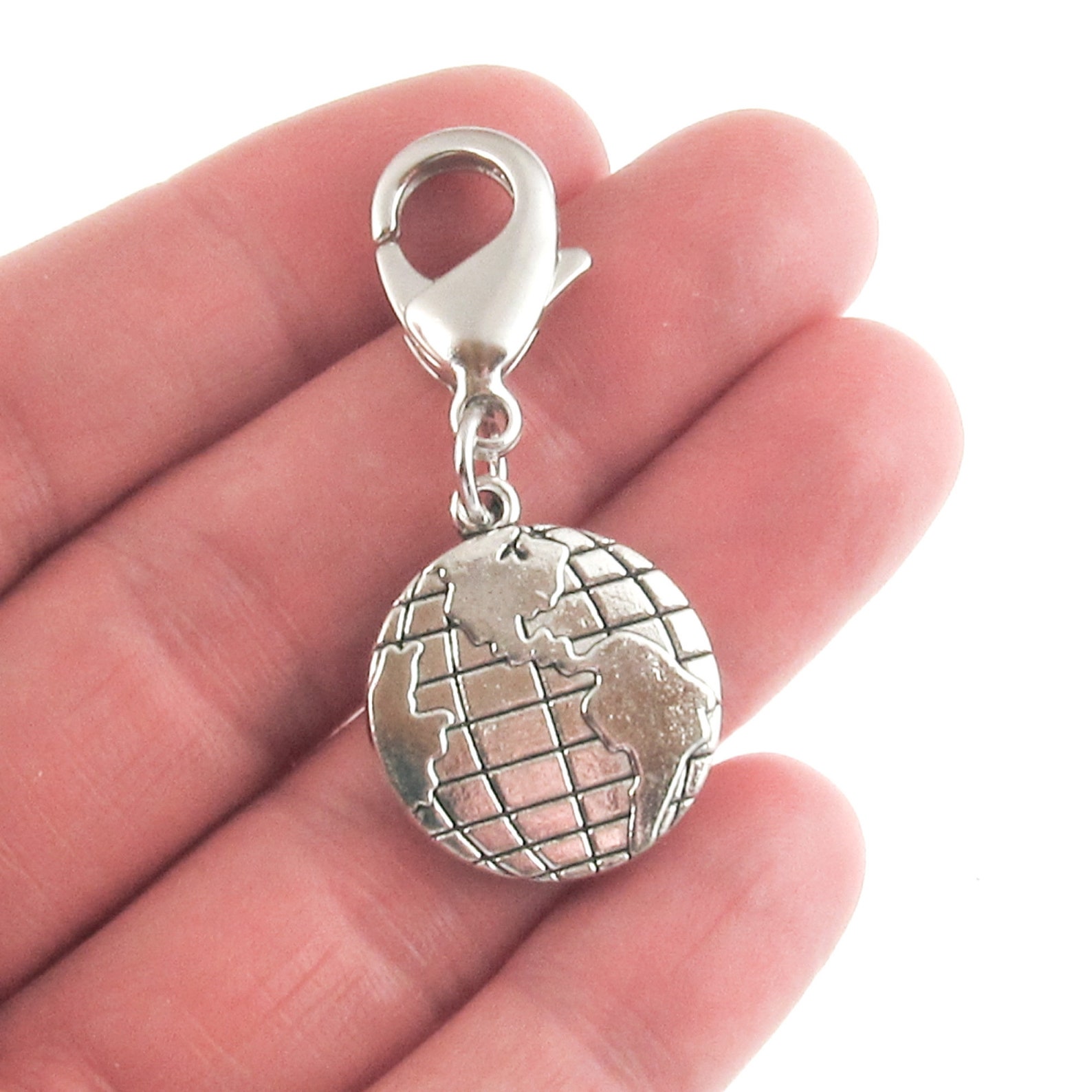 Silver Map Clip-on Charm Globe Zipper Pull for Luggage - Etsy