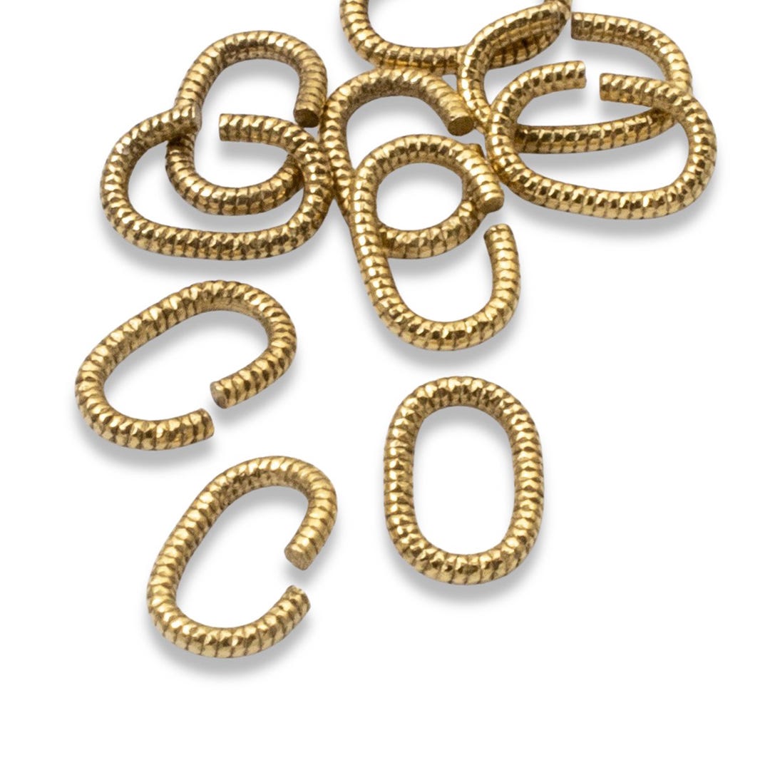 Antique Gold Textured Oval Jump Rings, 10-pack Premium Nunn Design ...