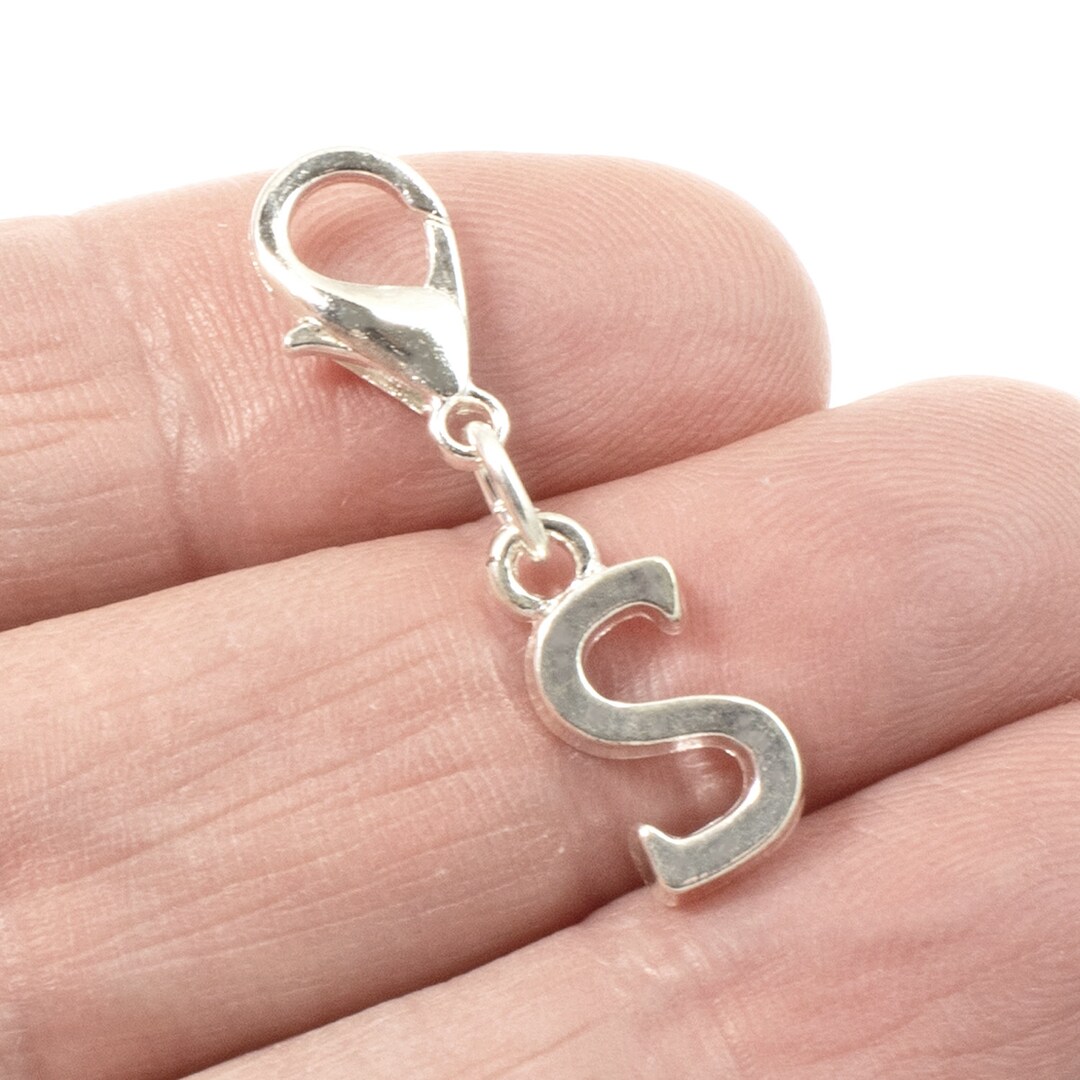 Letter s Clip on Charm Silver Initial Alphabet - Etsy