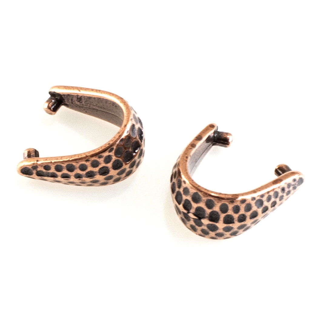 4 Copper Hammered Pendant Pinch Bails Tierracast Pewter - Etsy