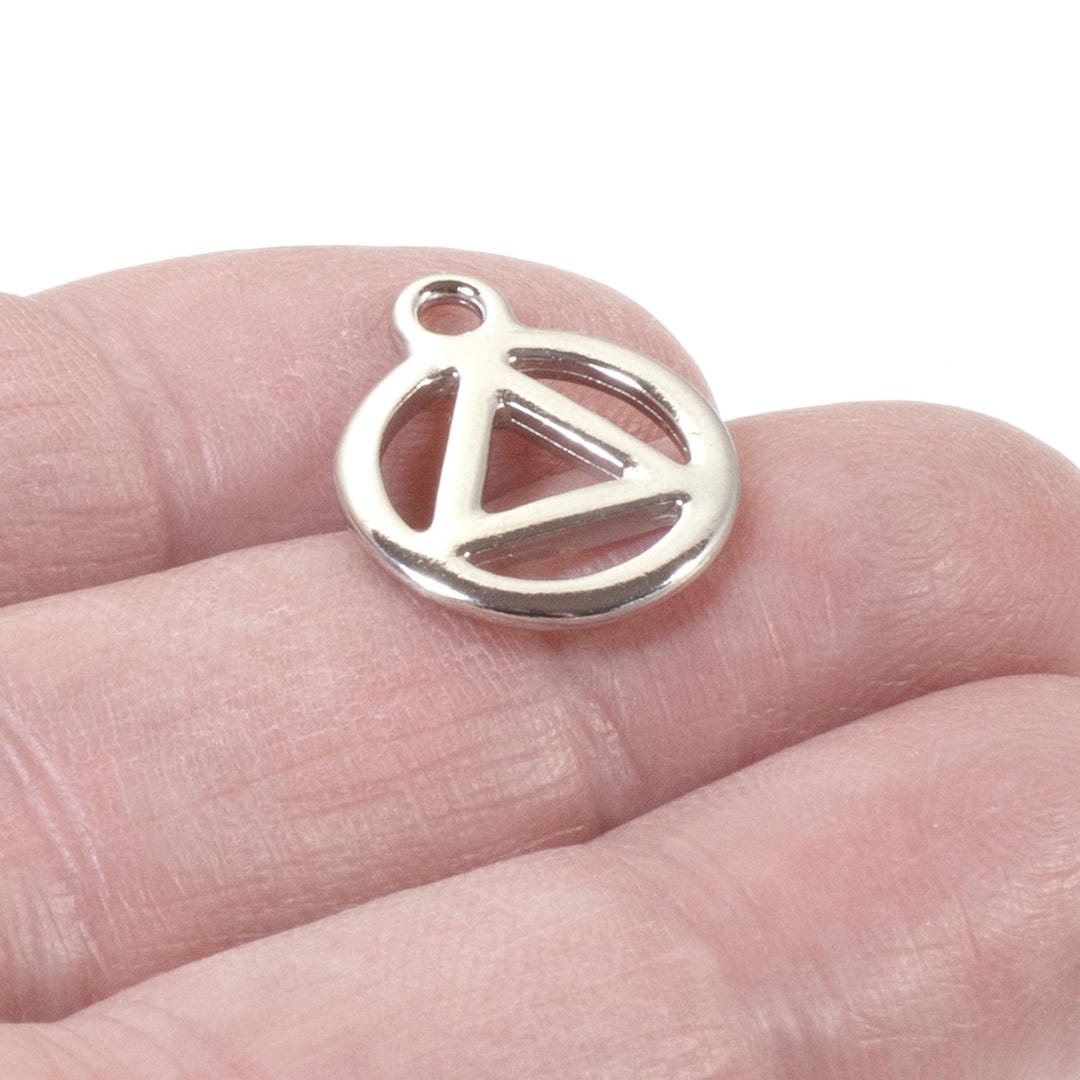 4 Silver Recovery Symbol Charms, Triangle in Circle, Tierracast ...
