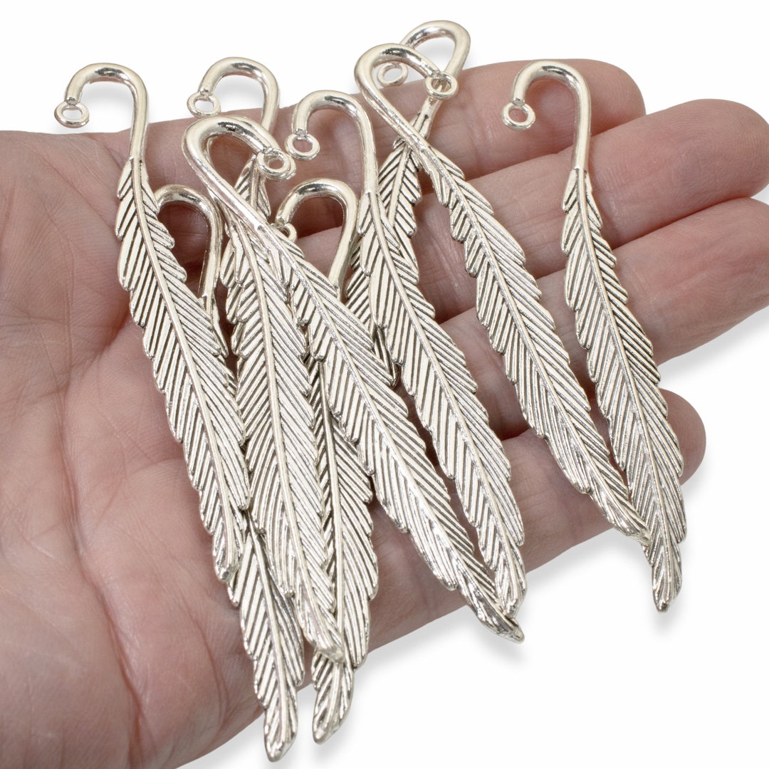 10-pack Metal Bookmarks Small Silver Feather Custom Bookmark Set ...