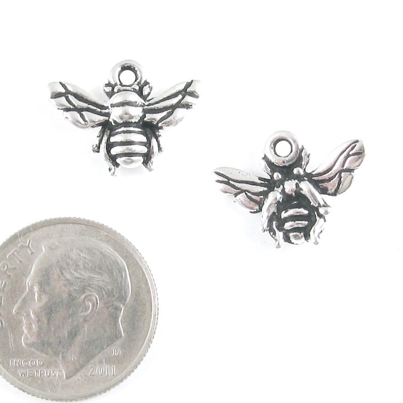 Silver Honey Bee Charms Tierracast Pewter Animal Insect 2 - Etsy
