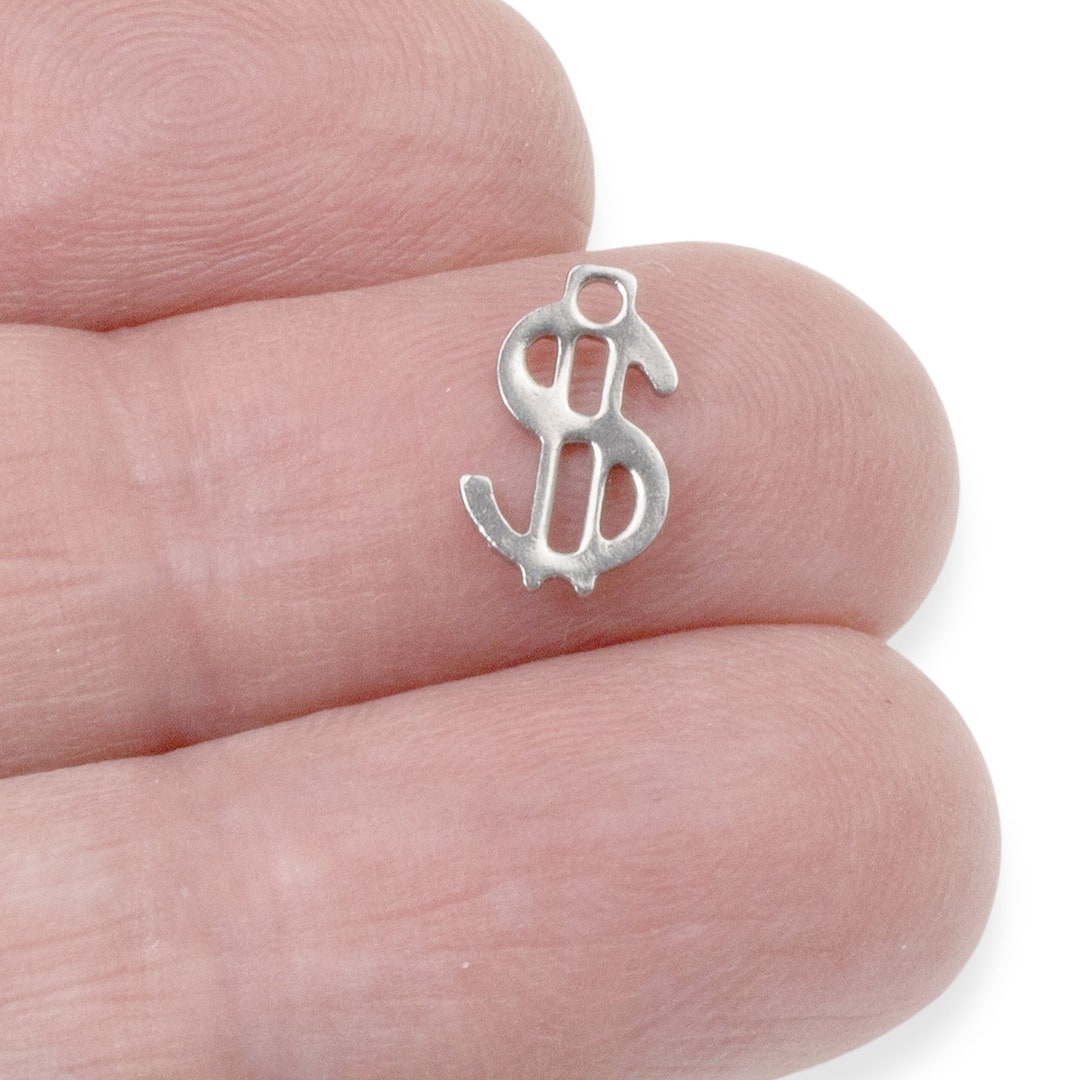 25 Dollar Sign Charms, Mini Stainless Steel Money Charms for Jewelry ...