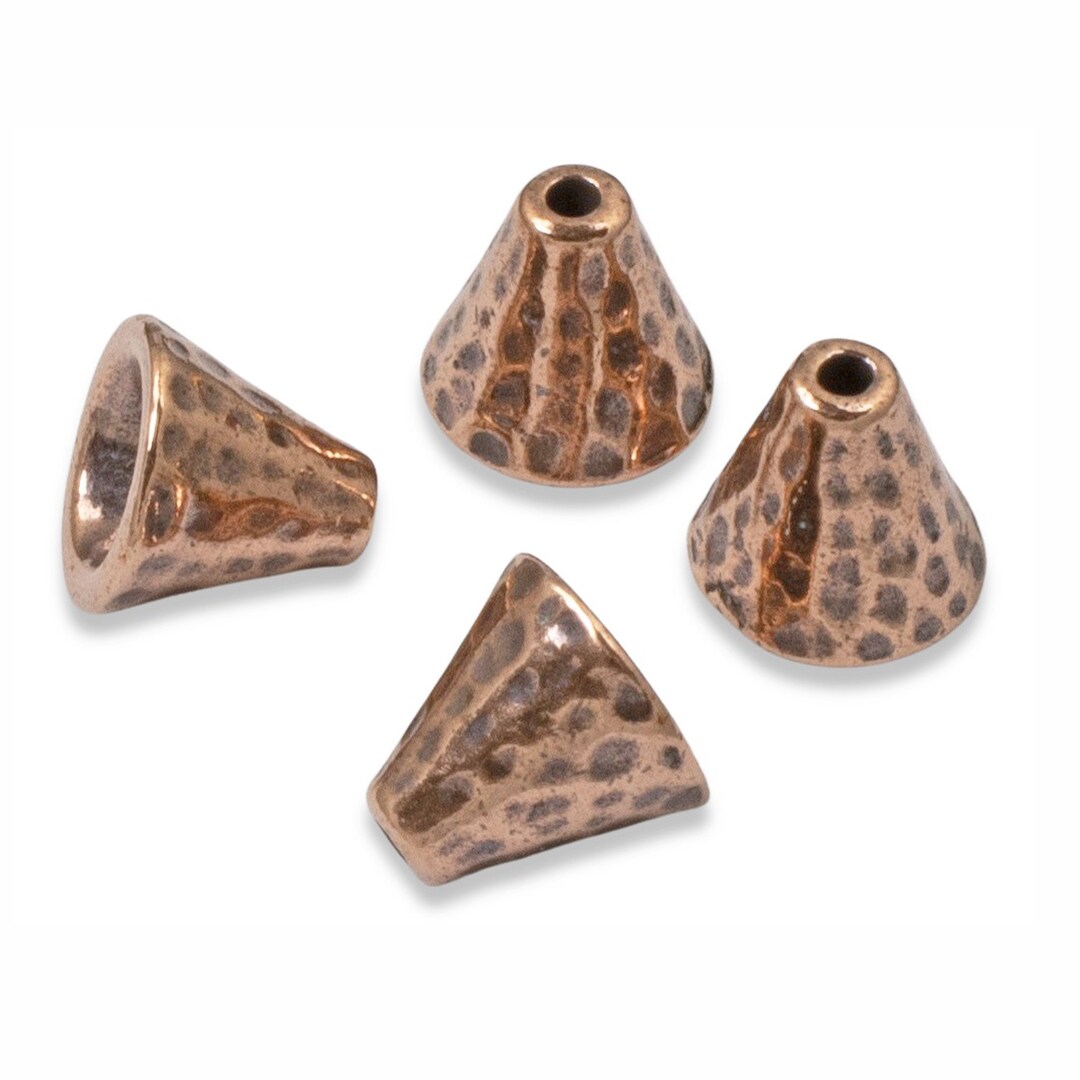 4 Antique Copper Distressed Cones, Tierracast Bead Caps & Multi-strand ...